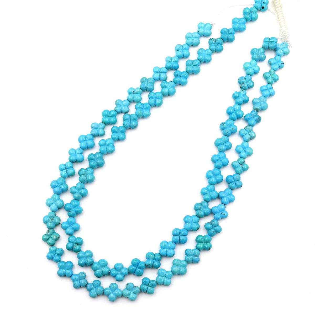 Hand Carved Real Genuine Natural Blue Turquoise 3D 4 Leaf Clover 8mm 1 ...