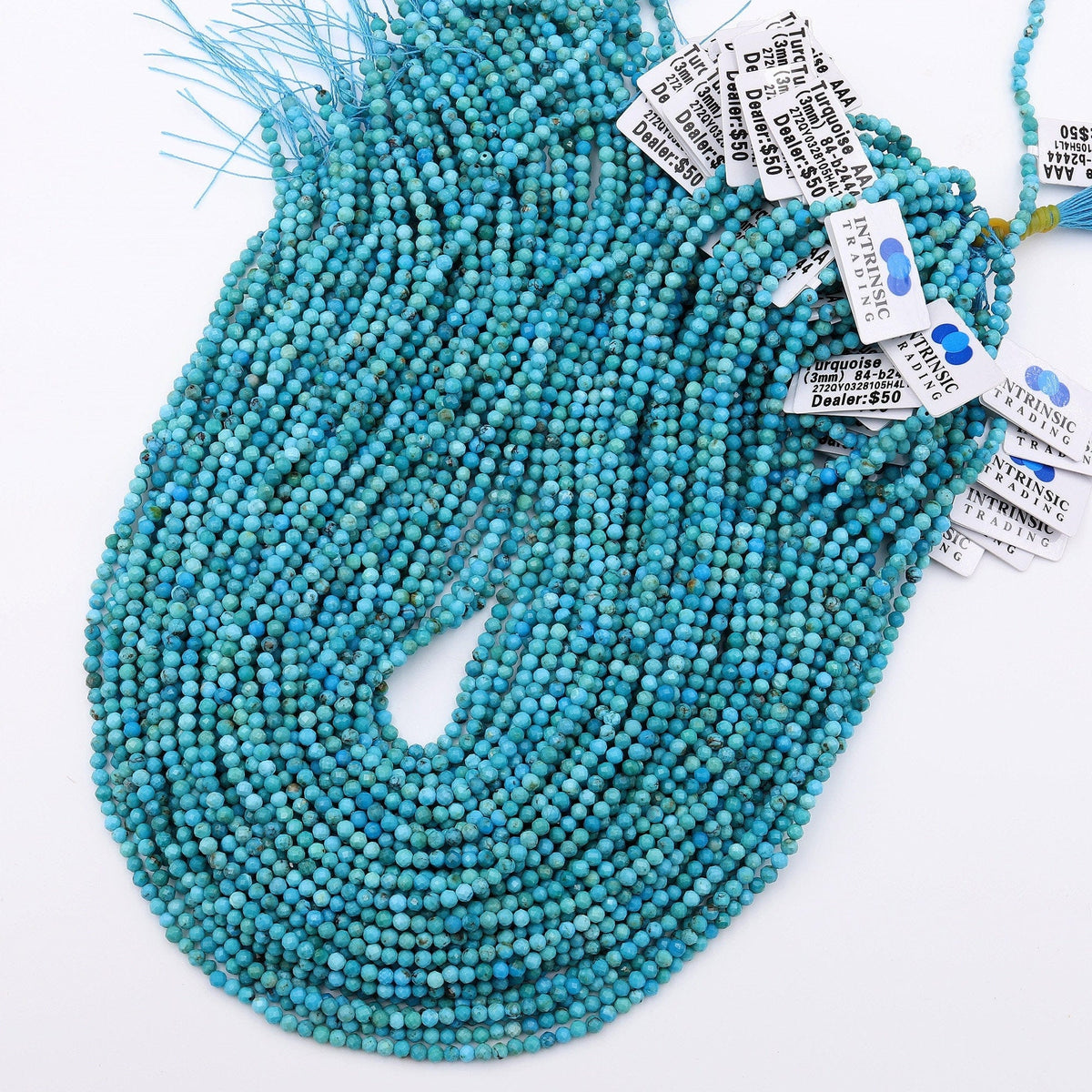 AAA Natural Blue Turquoise 2mm 3mm Faceted Round Beads Real Genuine Mi ...