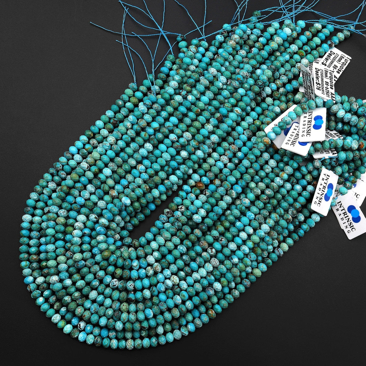 Genuine Natural Turquoise 6mm Faceted Rondelle Beads 15.5" Strand ...