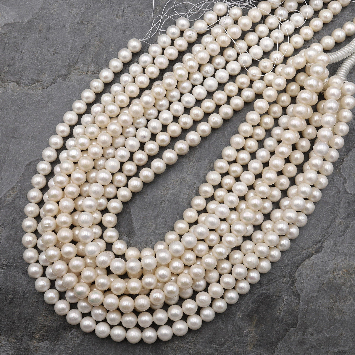 AA Genuine Classic White Freshwater Pearl 8mm Round Pearl 15.5" Strand ...