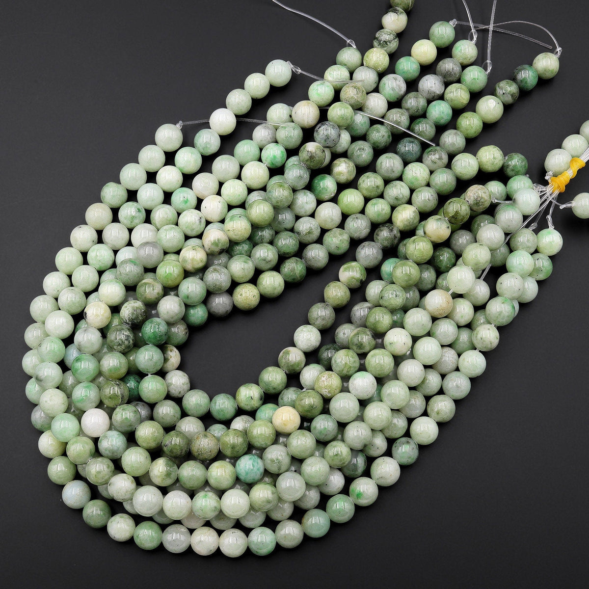 Natural Burma Jadeite Beads 10mm Round Real Genuine Green Gemstone 15 ...
